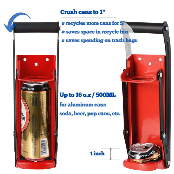 Heavy Duty Wall Mounted Can Crusher - 16oz Aluminum Can Smasher With ...